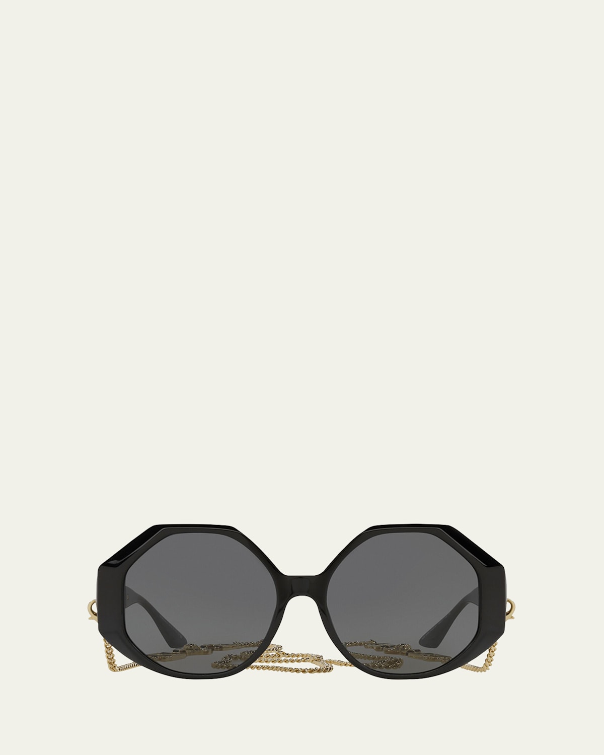 Versace Greek Key Geometric Sunglasses (Acetate) w/ detachable chain. Versace 2274 1002/7P Sunglasses - US main image 3