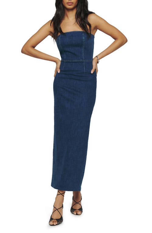 Reformation Eugenia Strapless Denim Dress In Simcoe - 60% Off | Editorialist