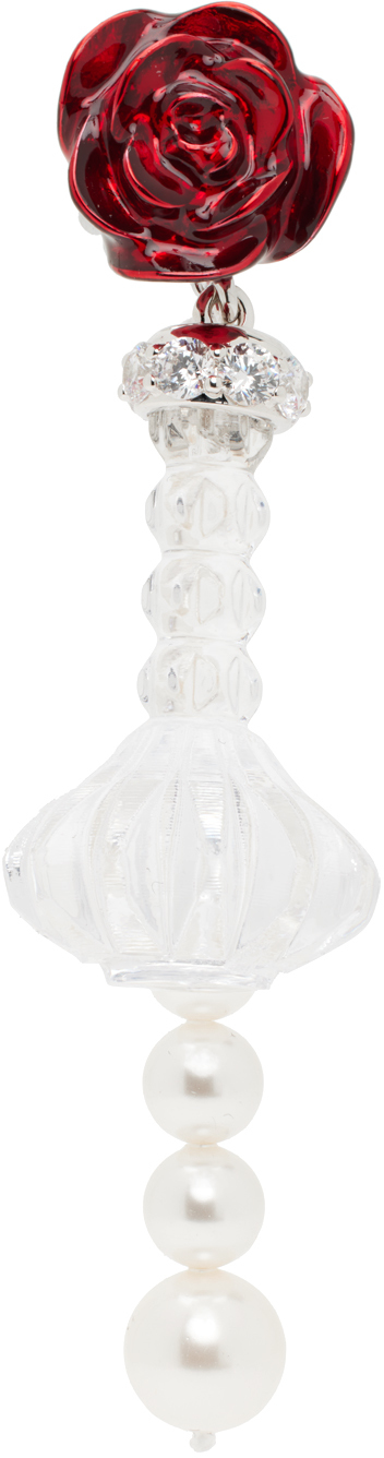 Pearl Chain Rose Vase Earring
