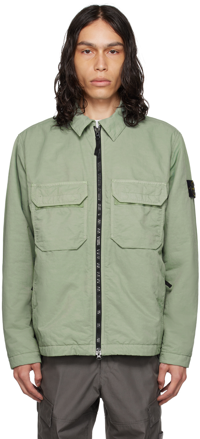 Stone Island Green Opaque Jacket In V0055 Sage 62% Off