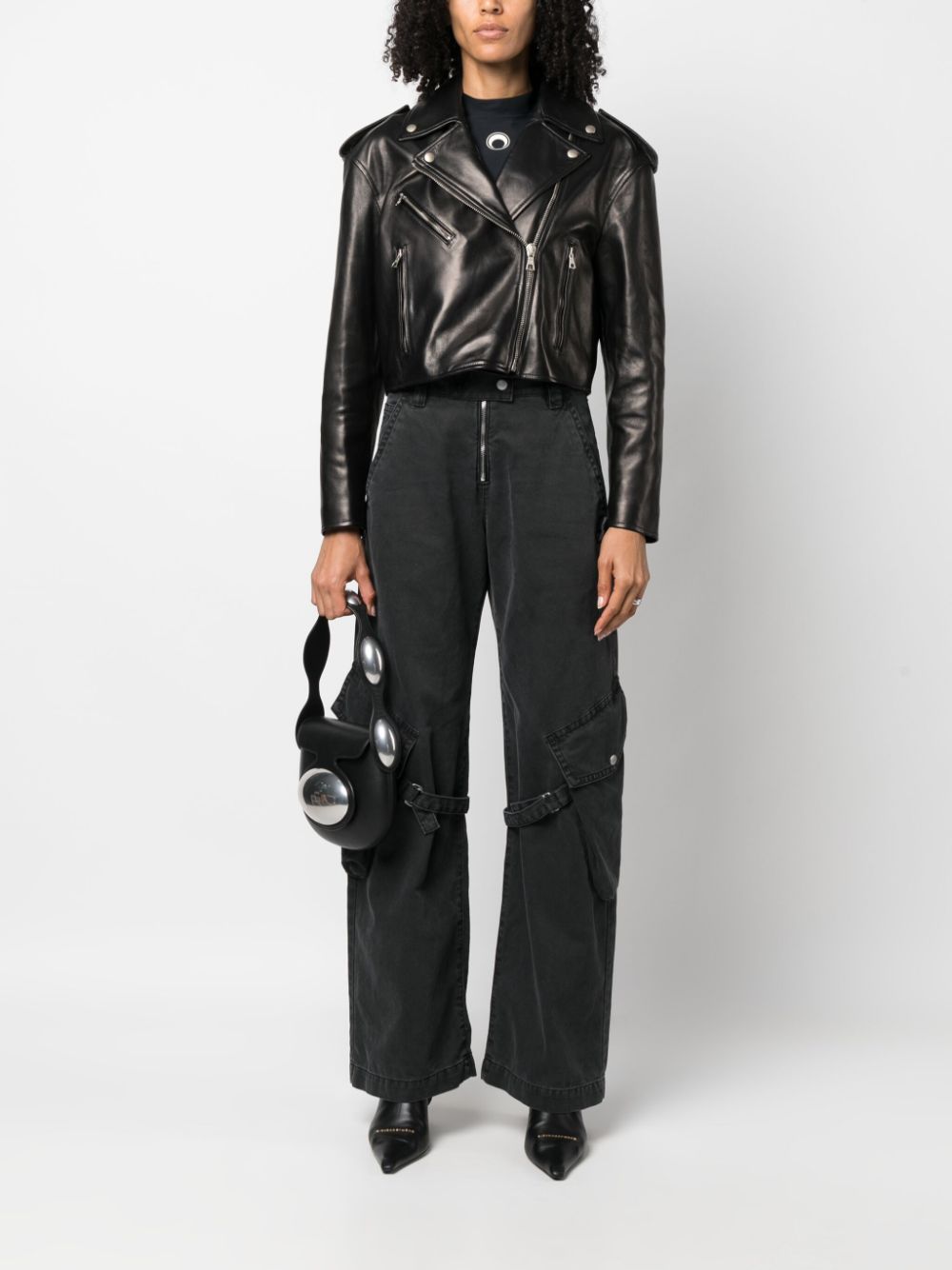 PALM ANGELS Palm Angels Zip-Up Leather Jacket