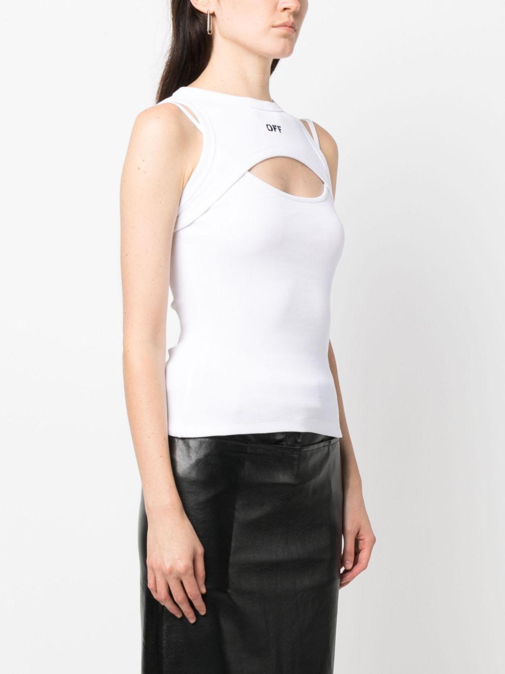 OFF-WHITE Logo-Print Cut-Out Tank Top