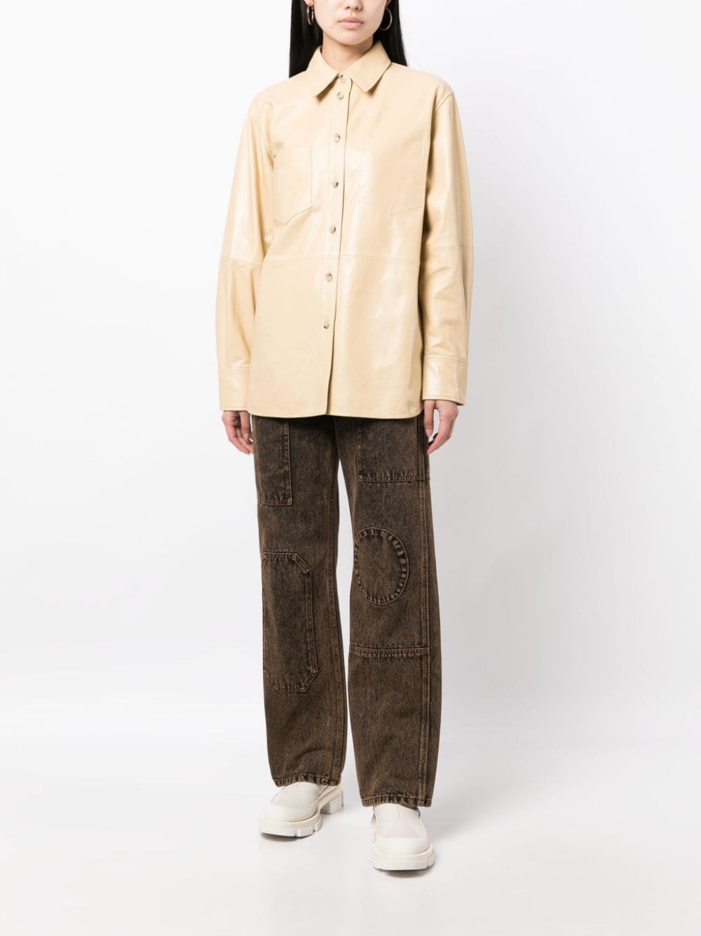 HELMUT LANG Helmut Lang Long-Sleeve Leather Shirt