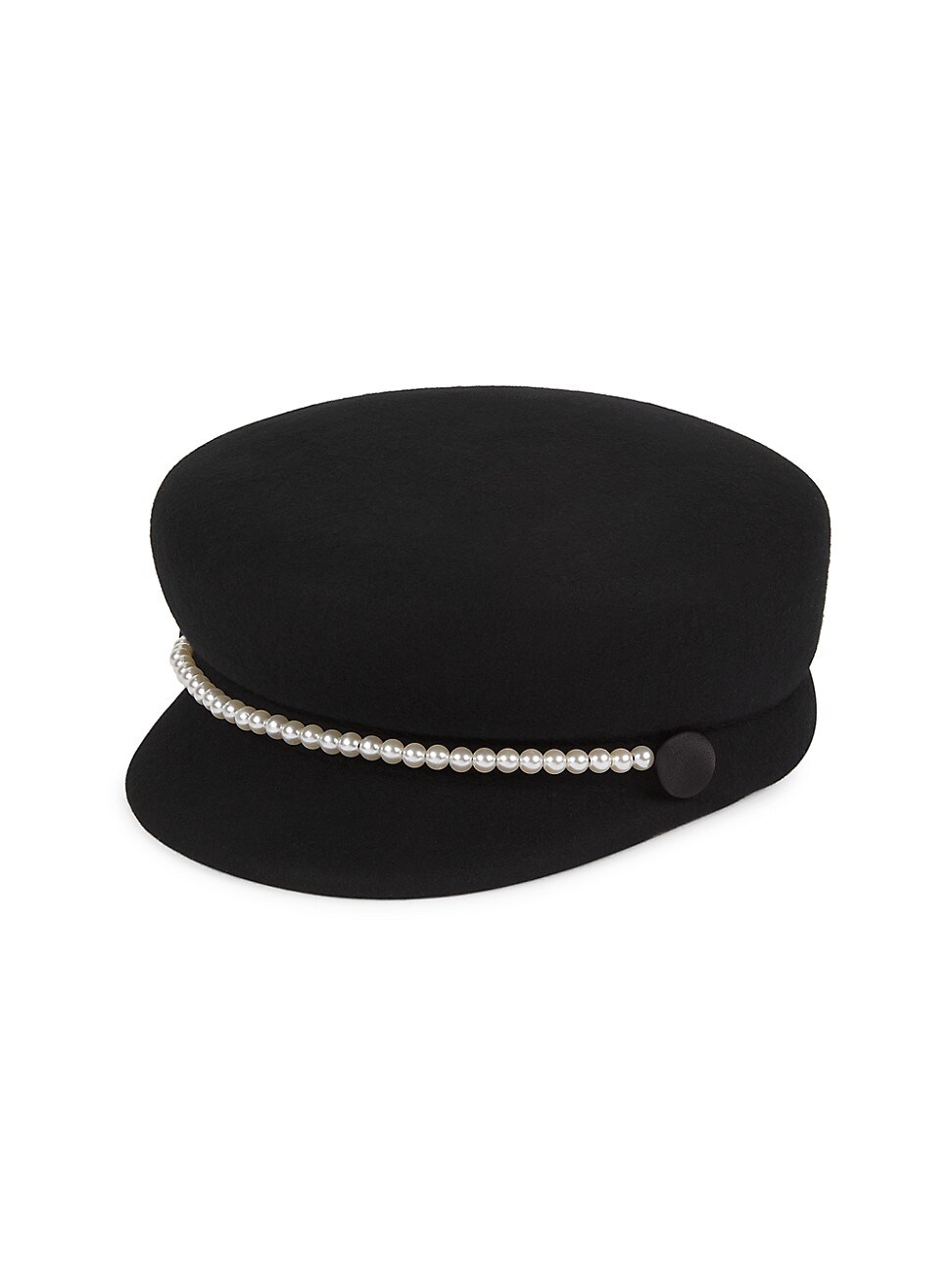 Eugenia Kim Sabrina Wool & Faux Pearl Cap - Black | Editorialist display picture 1