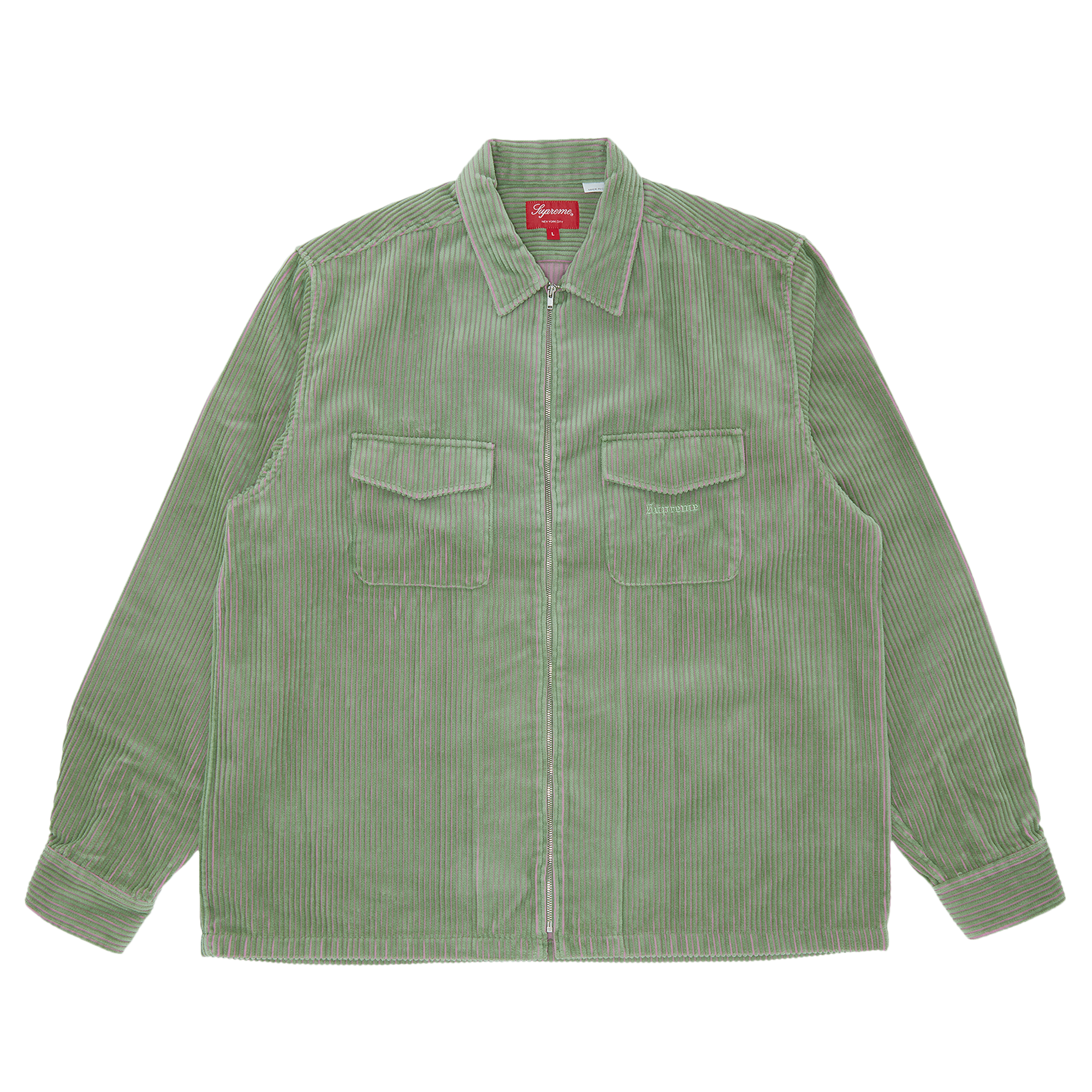 Supreme 2tone Corduroy Zip Up Shirt - Green | Editorialist