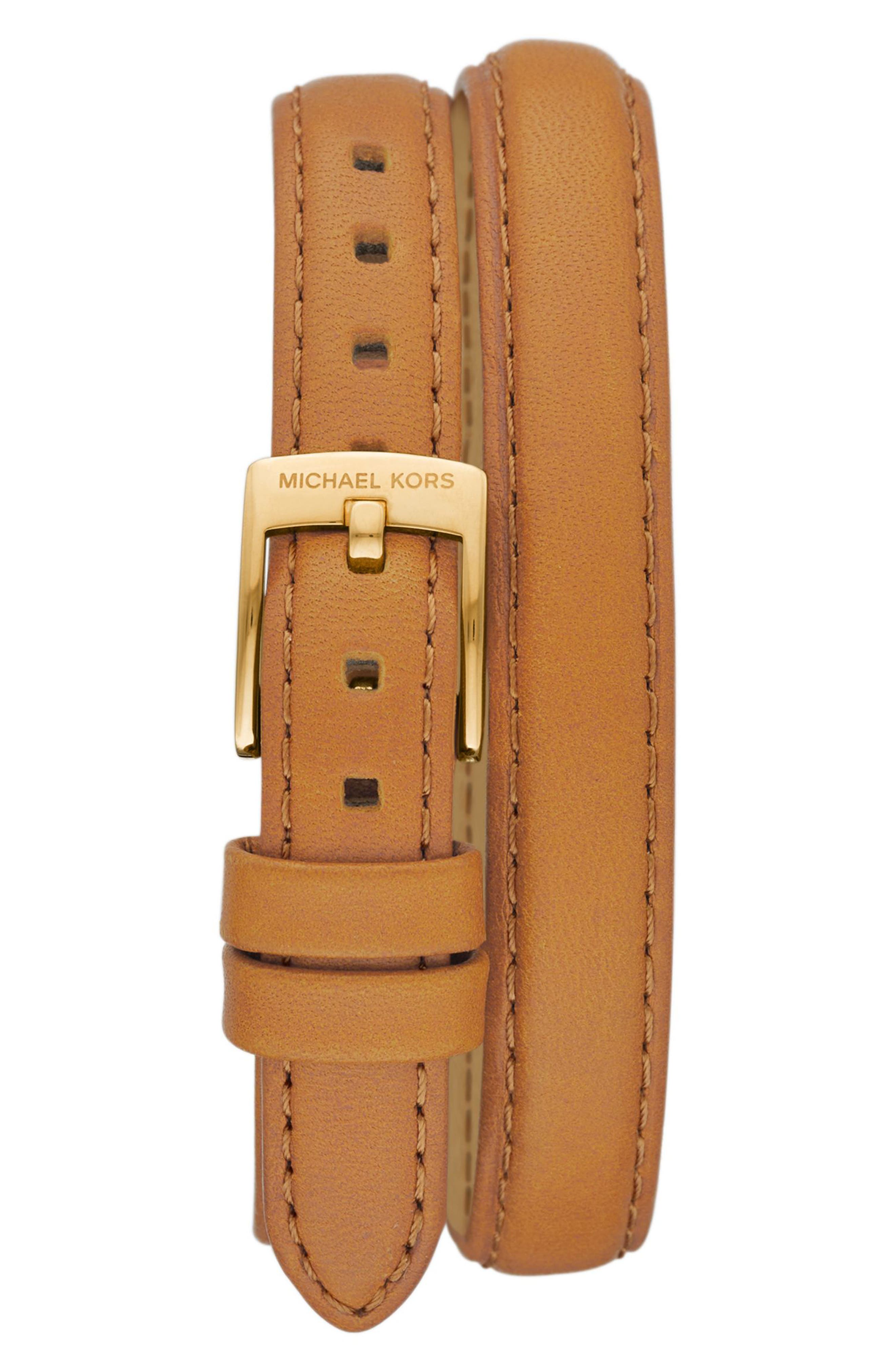 Michael Kors Mk Empire Double Wrap Leather Strap Watch 