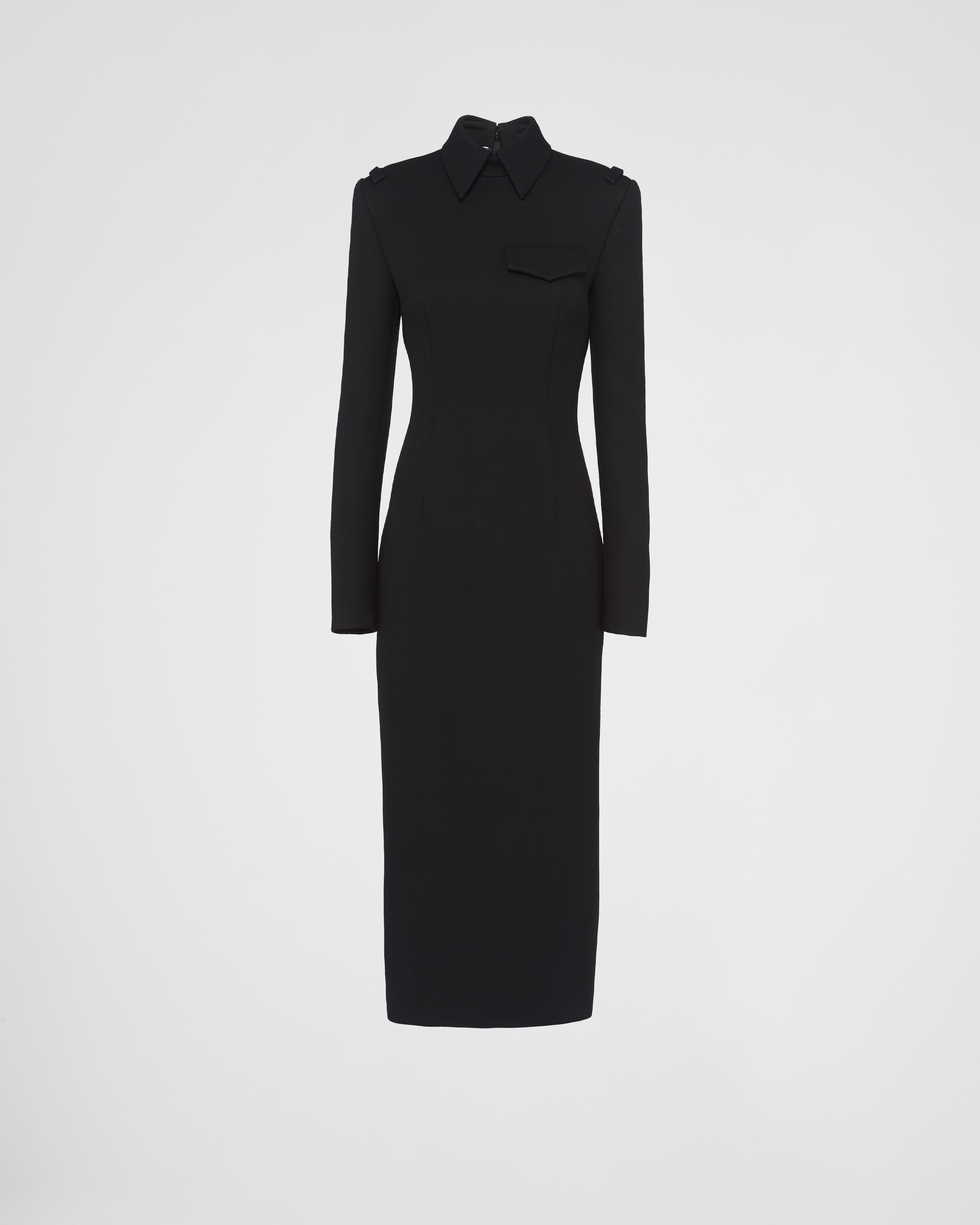 prada black dress Gigi Hadid Black Prada Dress With Gigi Patch