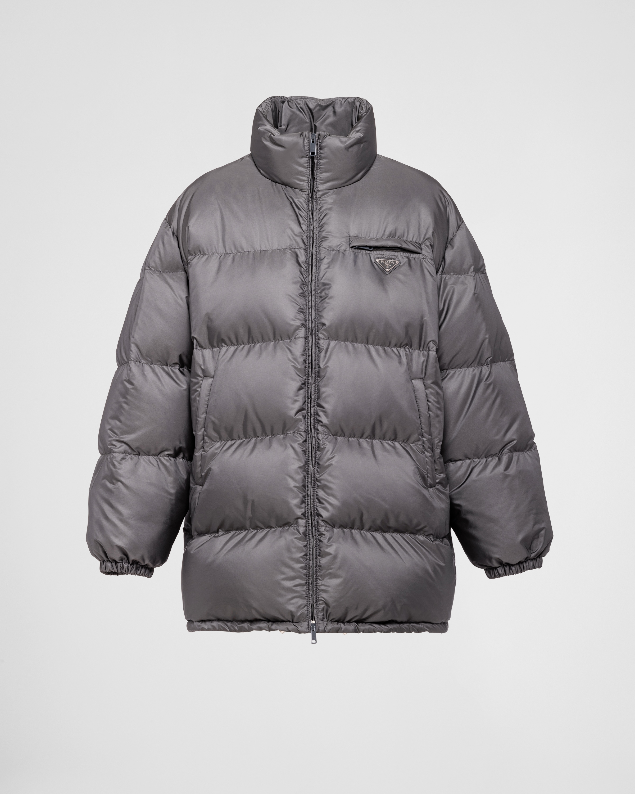 Prada Oversized Re-Nylon Down Jacket - Iron Gray | Editorialist