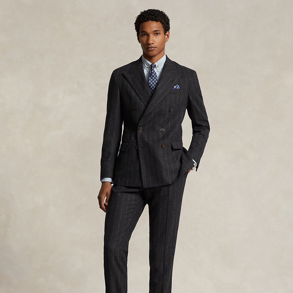 Ralph Lauren Polo Chalk-Stripe Wool Flannel Suit In Charcoal/Grey