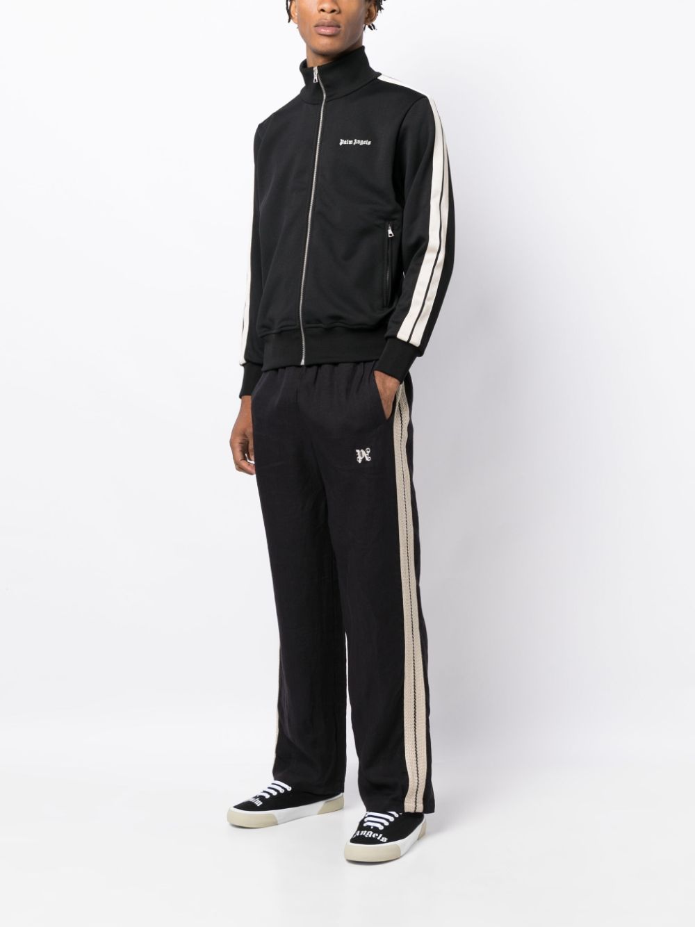 PALM ANGELS Palm Angels Logo-Embroidered Linen Trousers