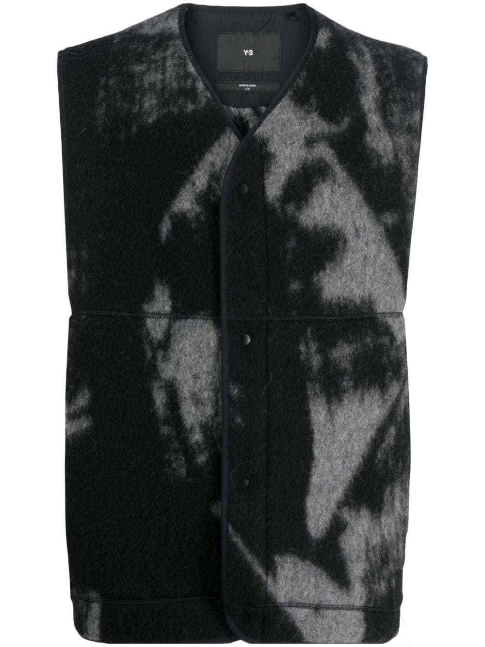 Y3 Y-3 Graphic-Print Wool-Blend Gilet