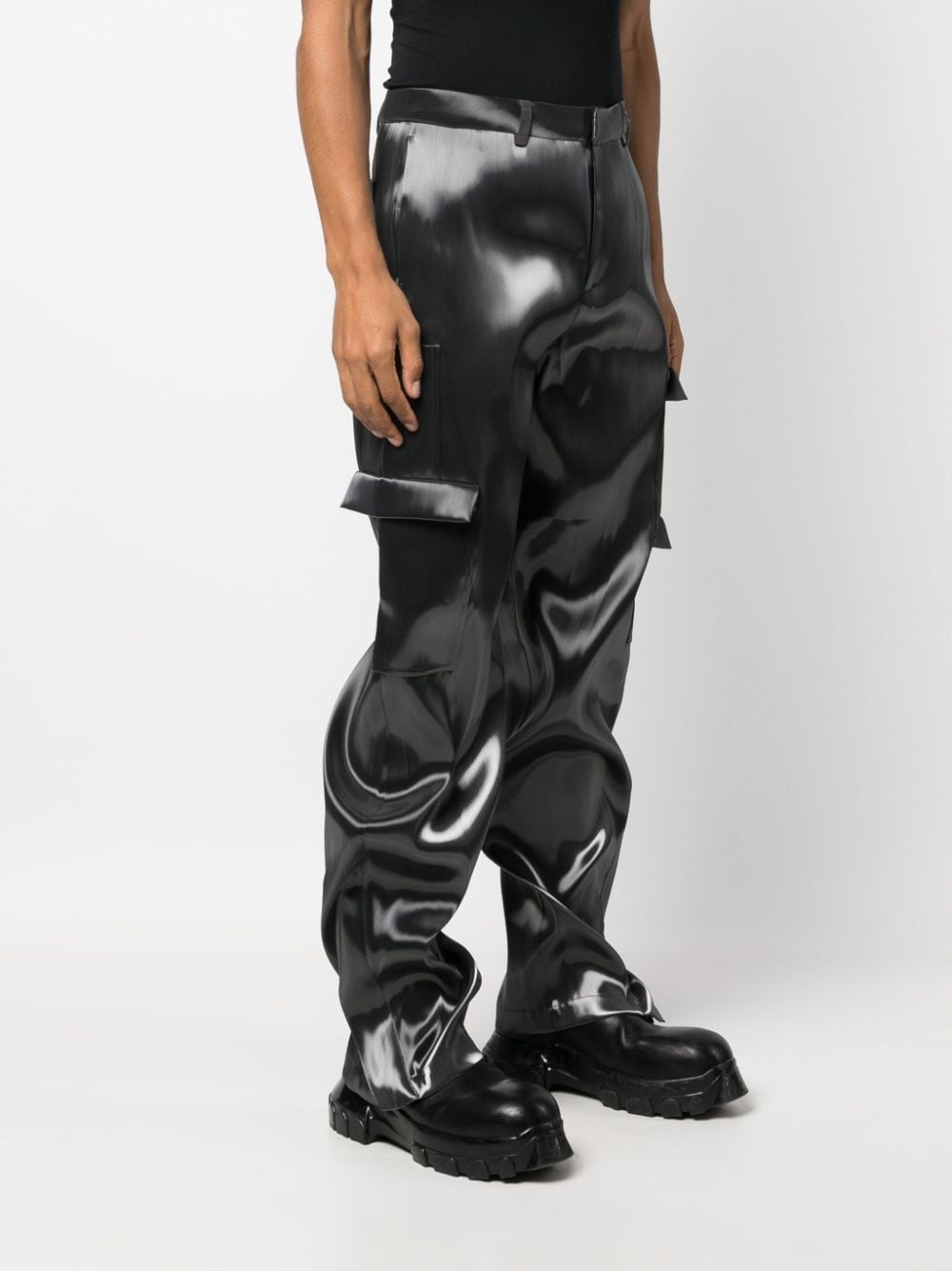 Buy HELIOT EMIL Liquid Metal Cargo Trousers - Grey At 49% Off