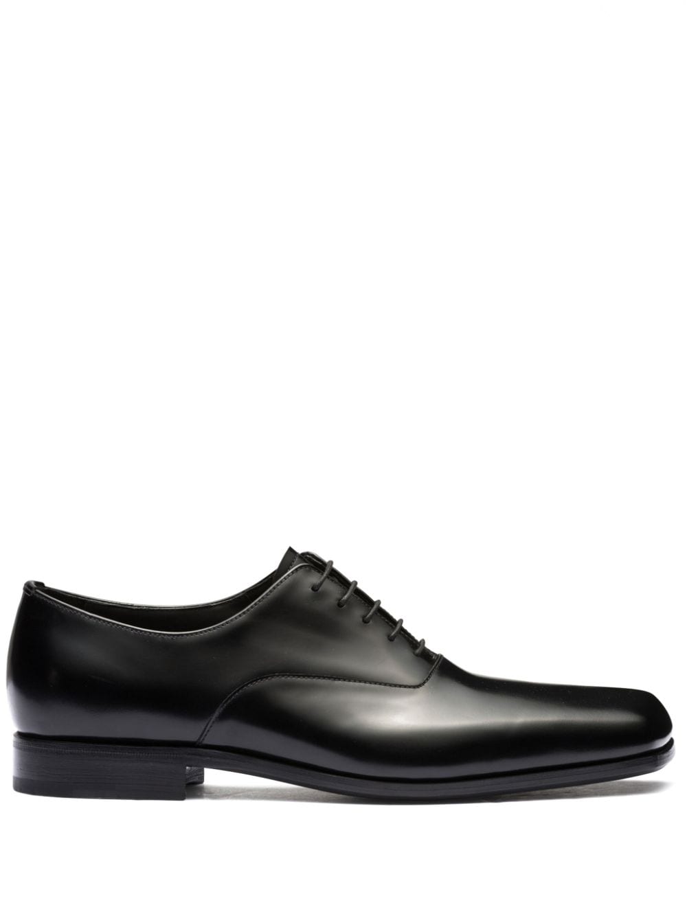 Prada Square-Toe Leather Oxford Shoes - Black | Editorialist