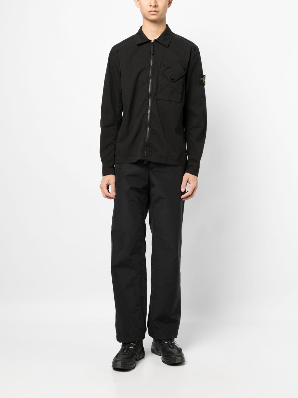 STONE ISLAND compass-patch zip-up overshirt