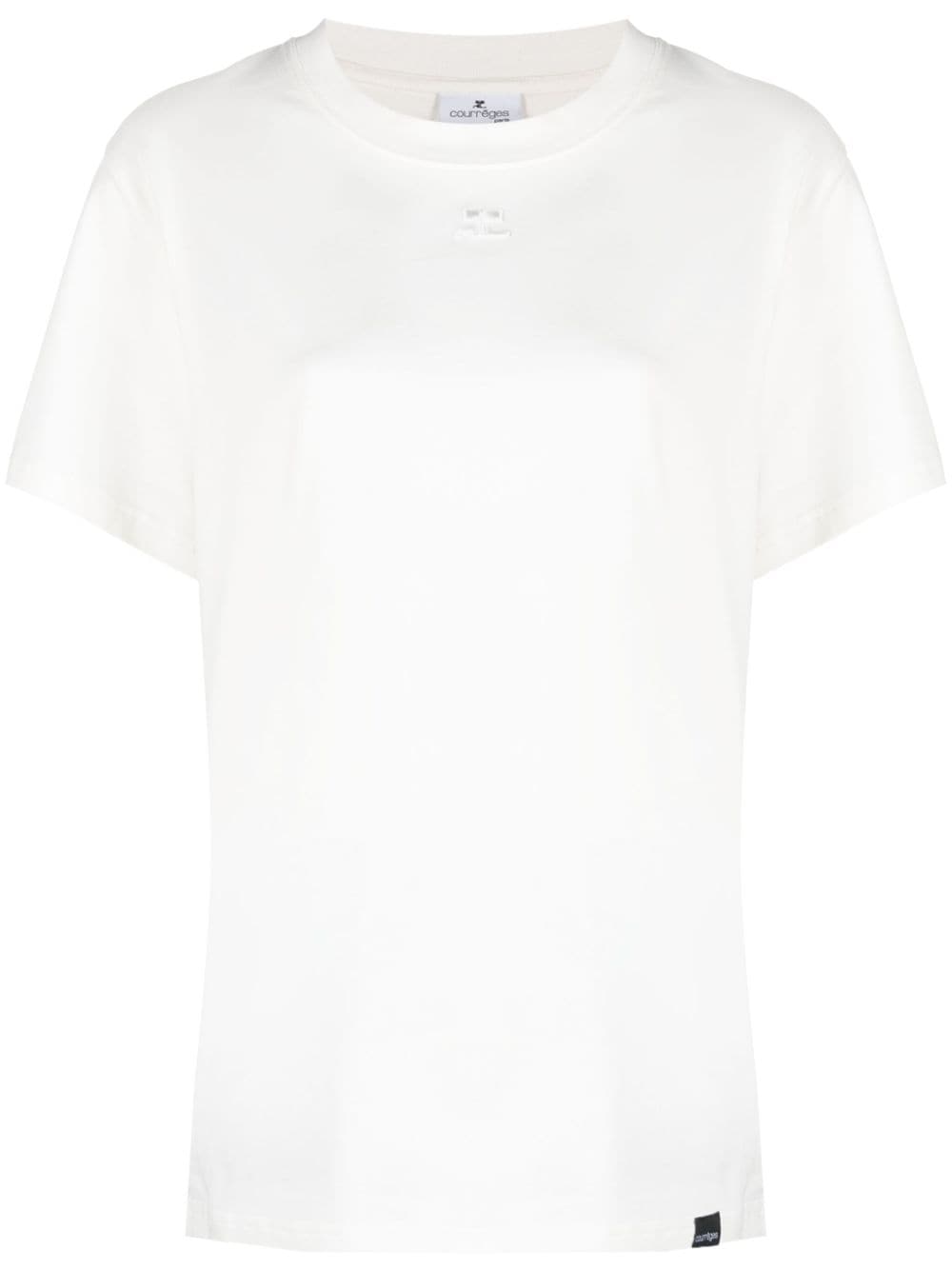 Courreges Logo-Patch Cotton T-Shirt - White | Editorialist