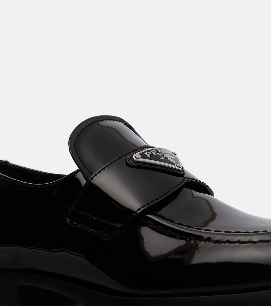 Prada Logo Patent Leather Loafers - Black | Editorialist display picture 3