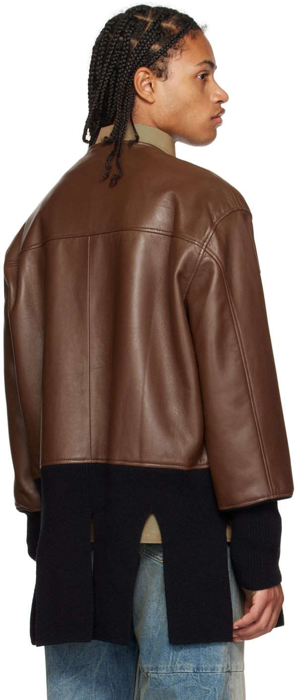 T/Sehne Cut-Through Leather Jacket In Brown - 66% Off T/Sehne Cut-Through Leather Jacket In Brown - 66% Off