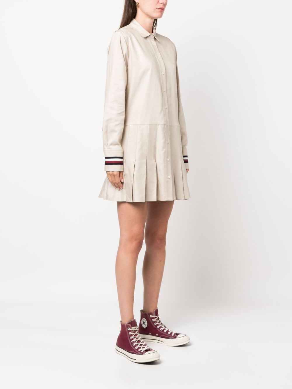 TOMMY HILFIGER Tommy Hilfiger logo-plaque pleated shirt dress