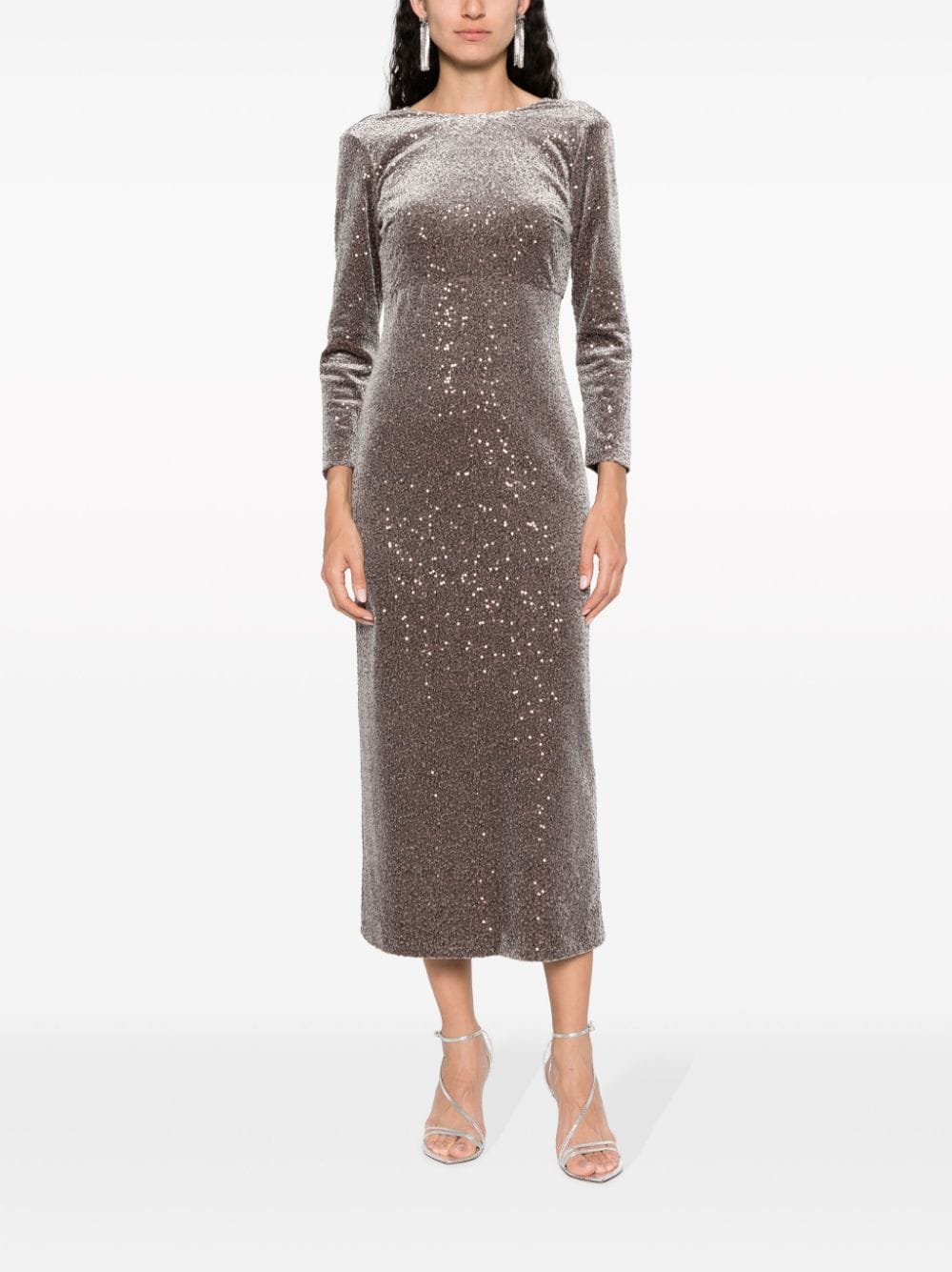PESERICO Sequin-Embellished Velvet Midi Dress