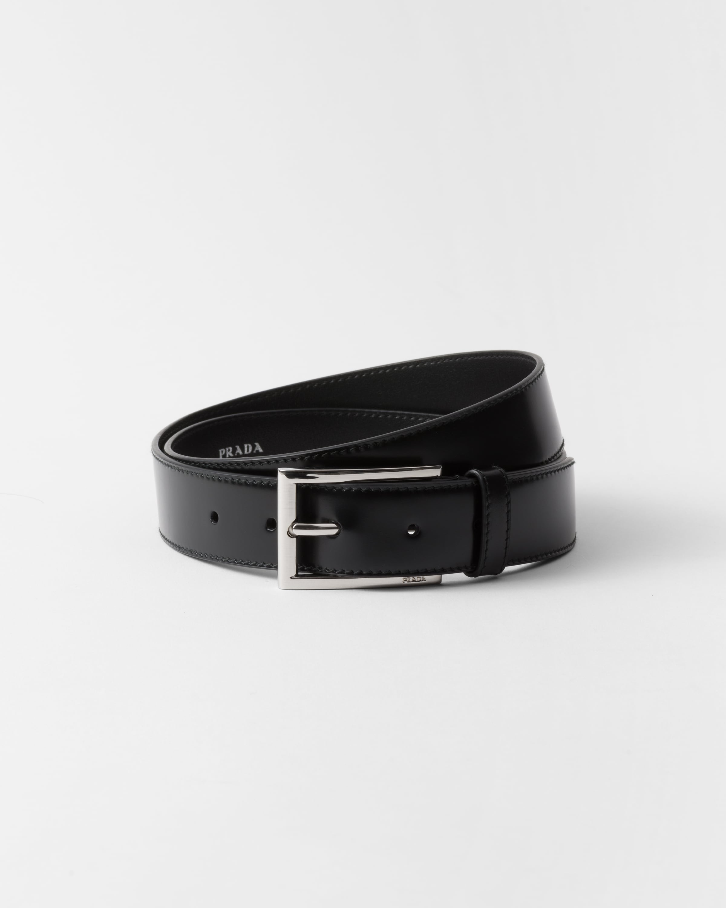 Prada Brushed Leather Belt - Black | Editorialist
