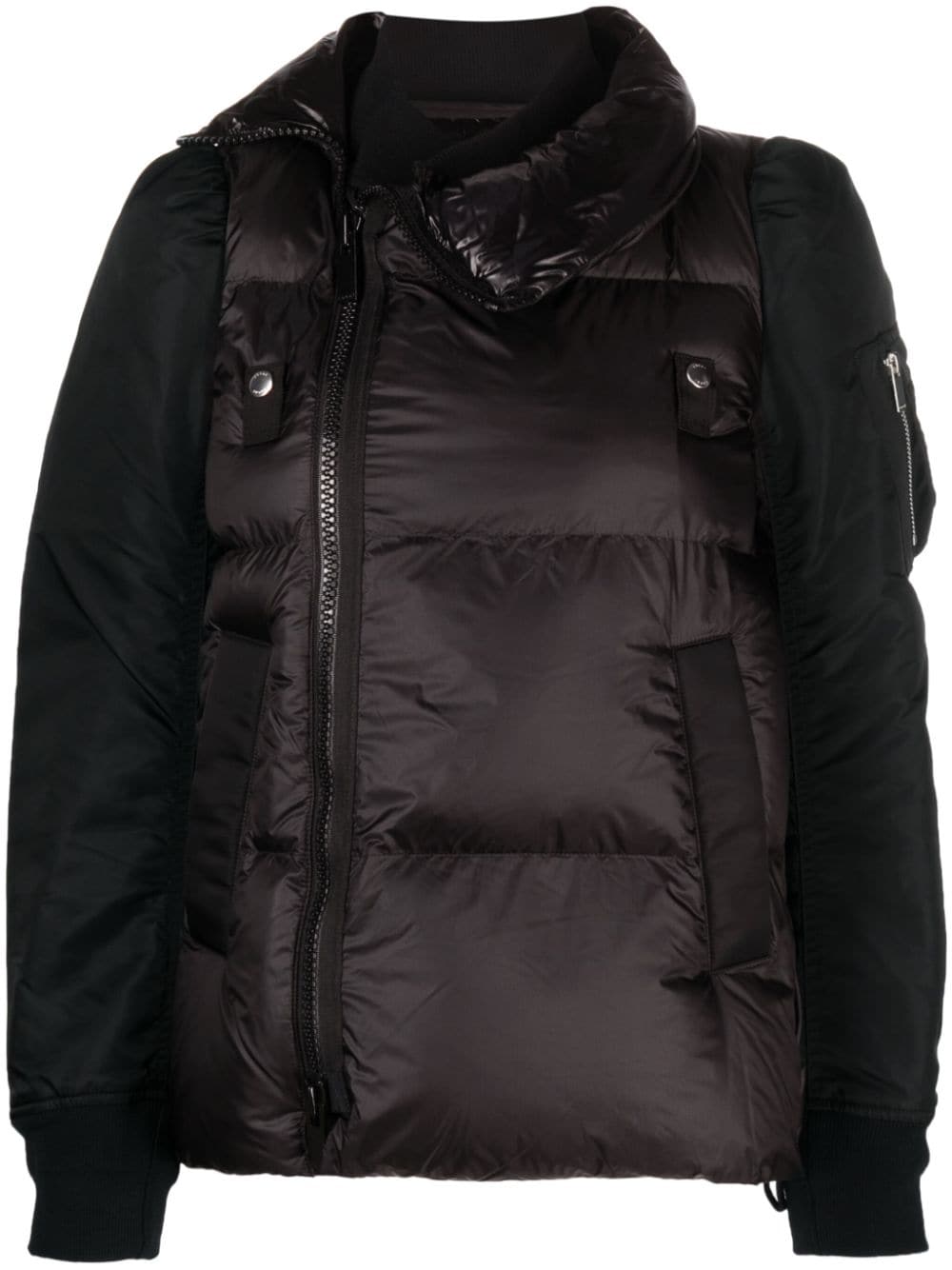 Buy Sacai Zip-up Puffer Jacket - Black At 22% Off | Editorialist