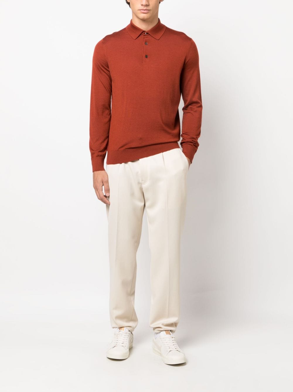 ZEGNA long-sleeved knit polo shirt
