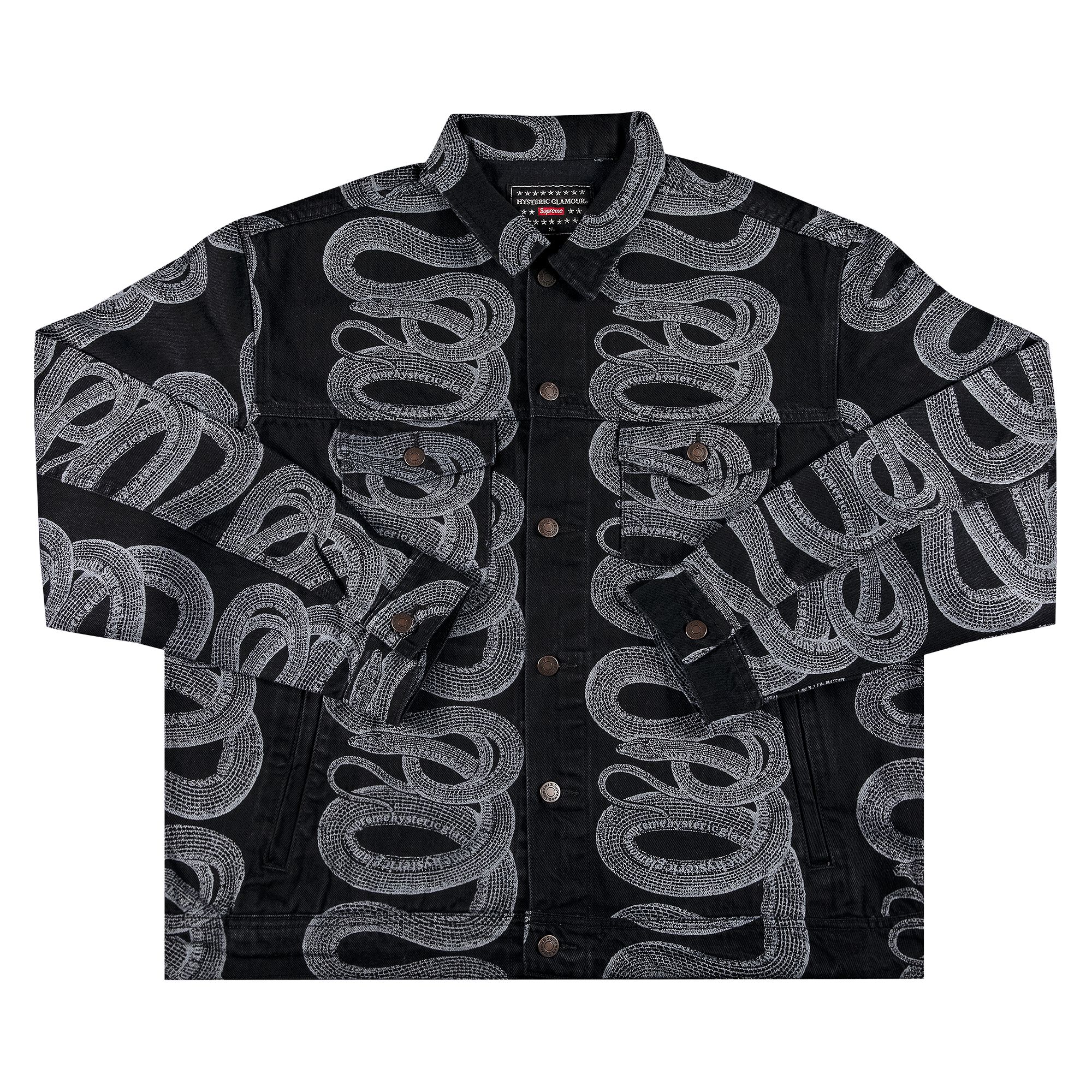Supreme X Hysteric Glamour Snake Denim Trucker Jacket - Black