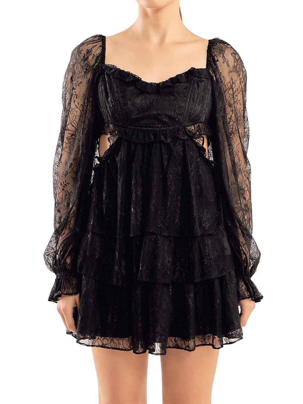 Endless Rose Floral Corset Lace Mini Dress - Black | Editorialist
