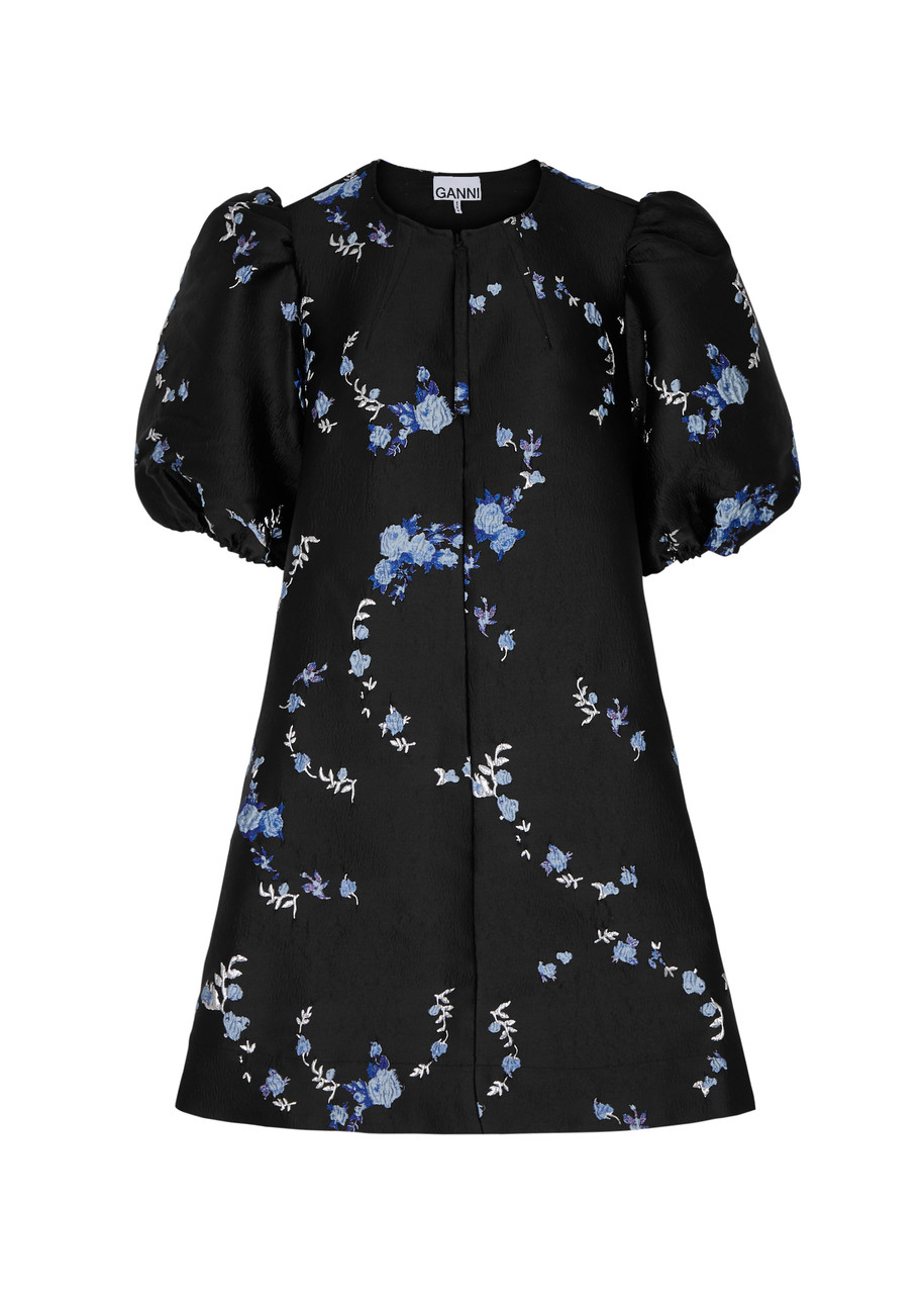 ganni black jacquard mini dress GANNI Dresses Leopard, Wrap, Mini, Midi & Maxi