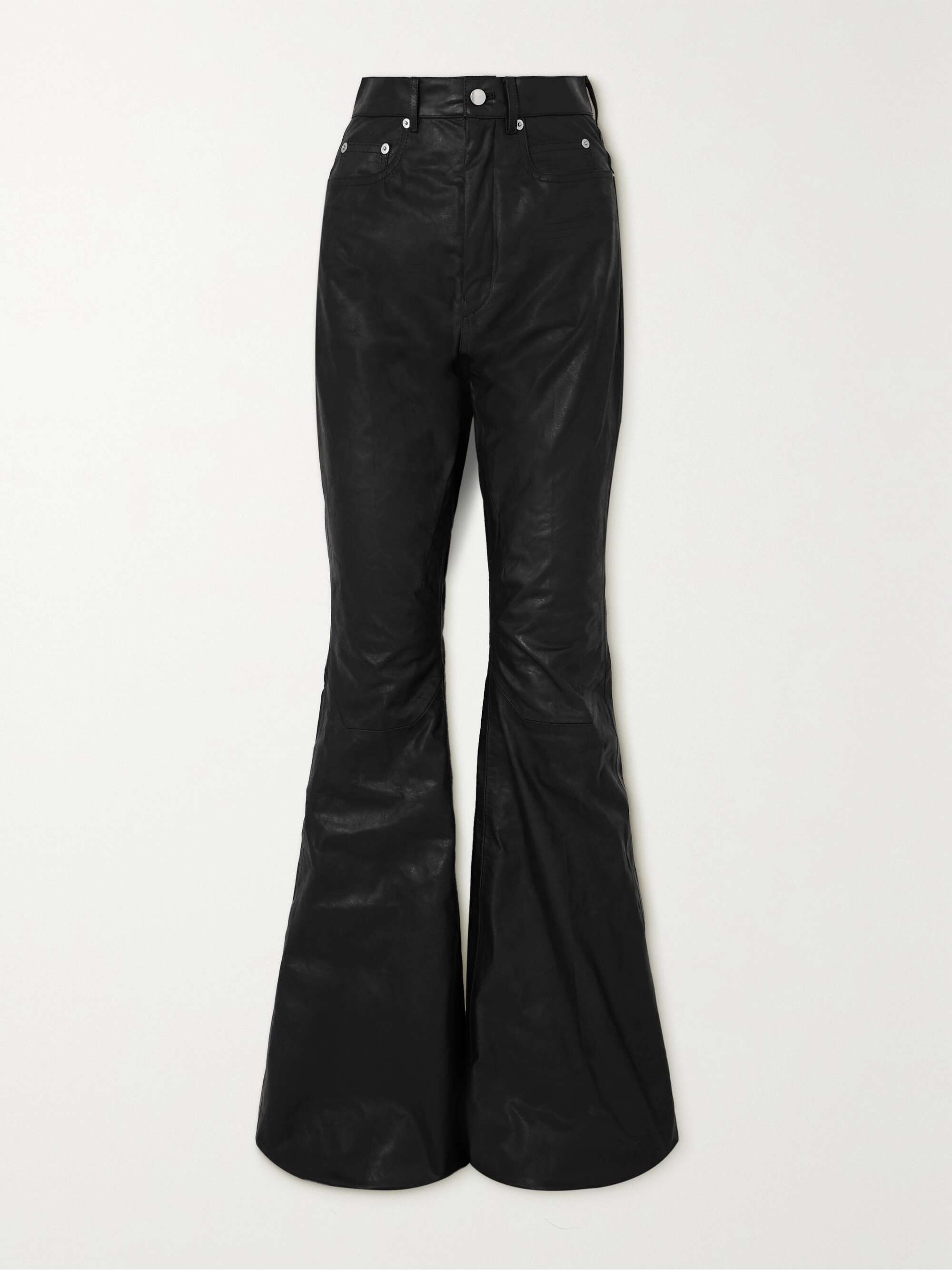 Buy Rick Owens Bolan Leather Flared Pants - Black At 69% Off