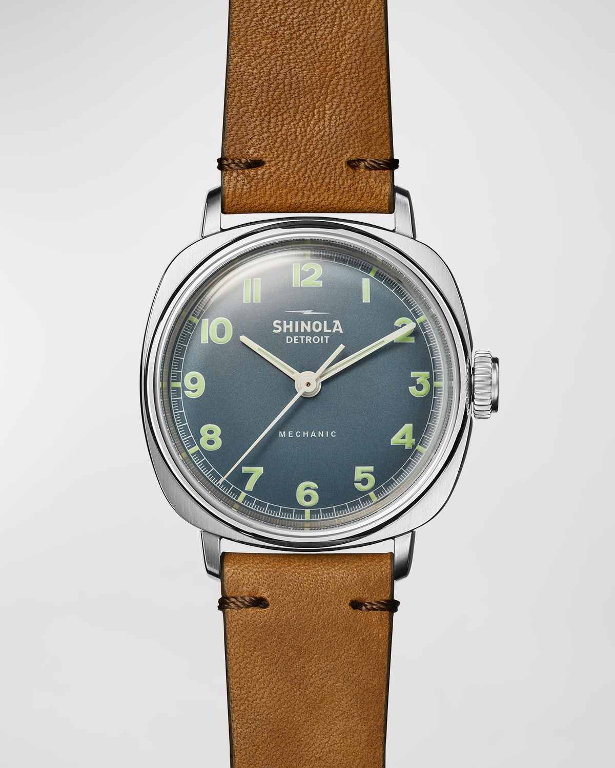 Shinola The Mechanic 39mm Leather Strap Watch Blue Editorialist