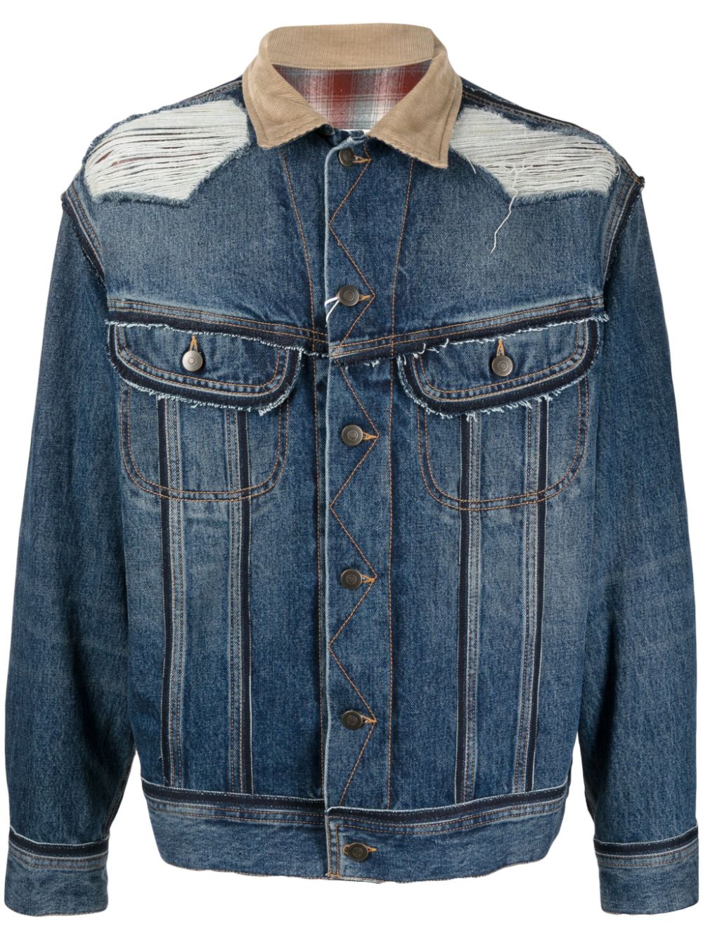 MAISON MARGIELA Maison Margiela x pendleton distressed denim jacket