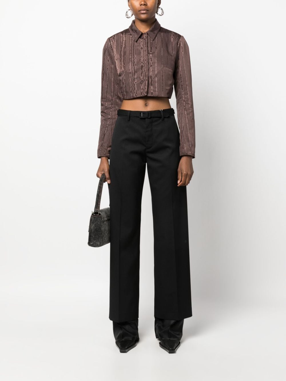 MARINE SERRE Marine Serre Regenerated Moire Cropped Tailored Jacket
