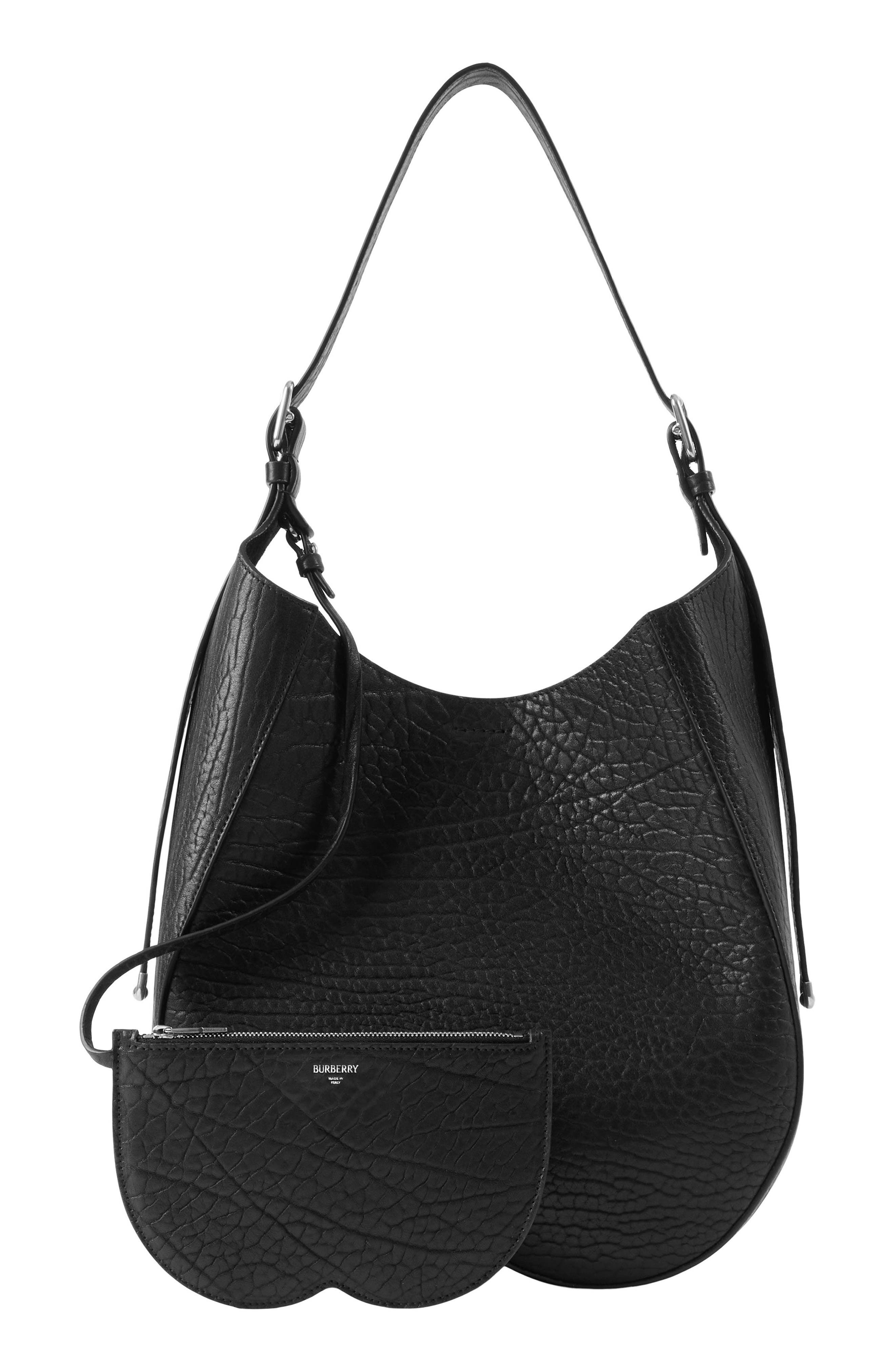 Burberry Medium Chess Leather Hobo Bag - Black - 26% Off 