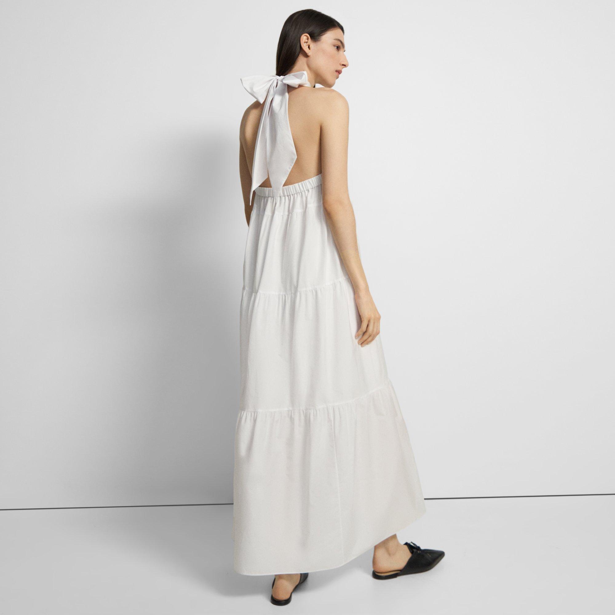 Theory Tiered Halter Maxi Dress In Cotton Blend In White - 80% Off |  Editorialist