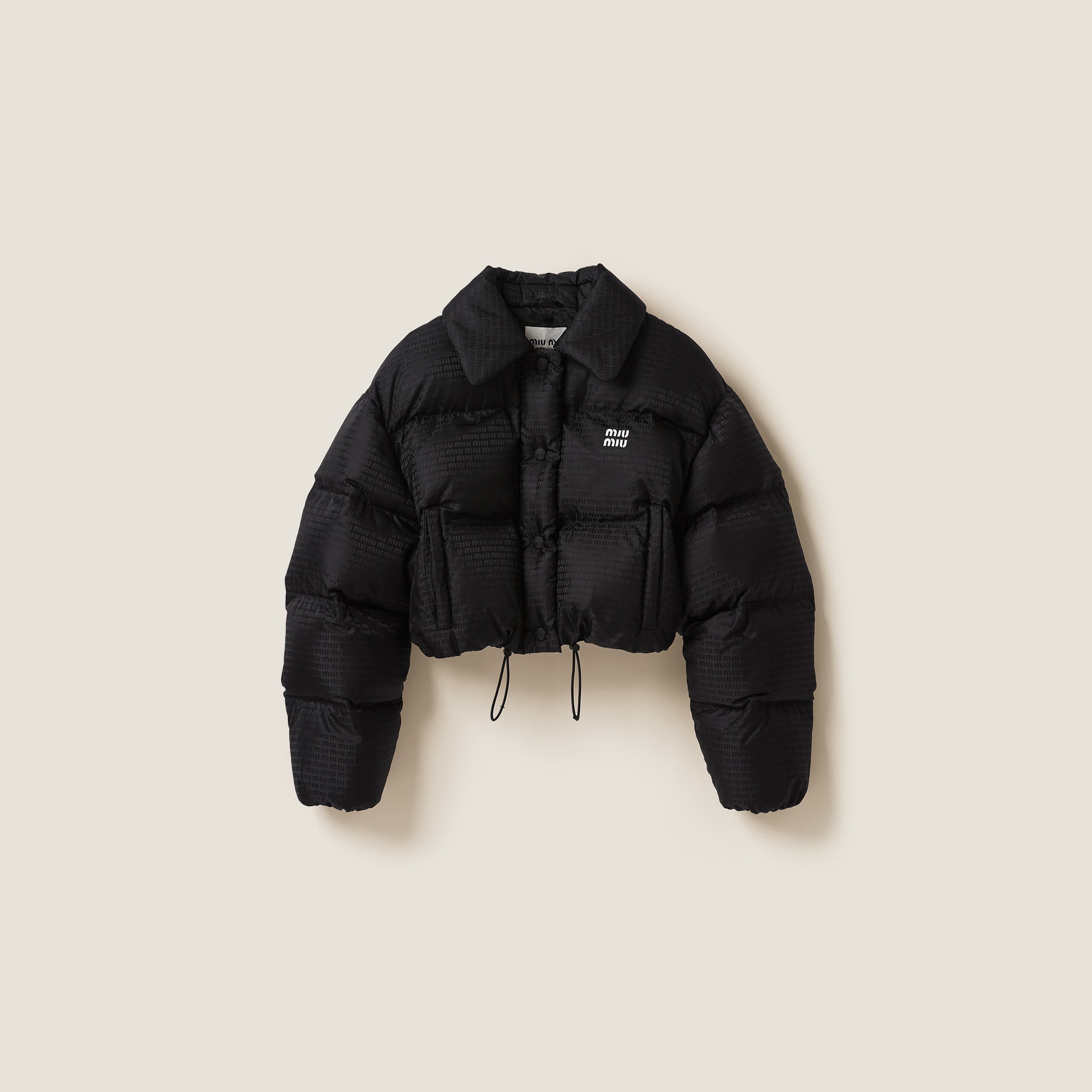 Miu Miu Cropped Nylon Down Jacket - Black | Editorialist