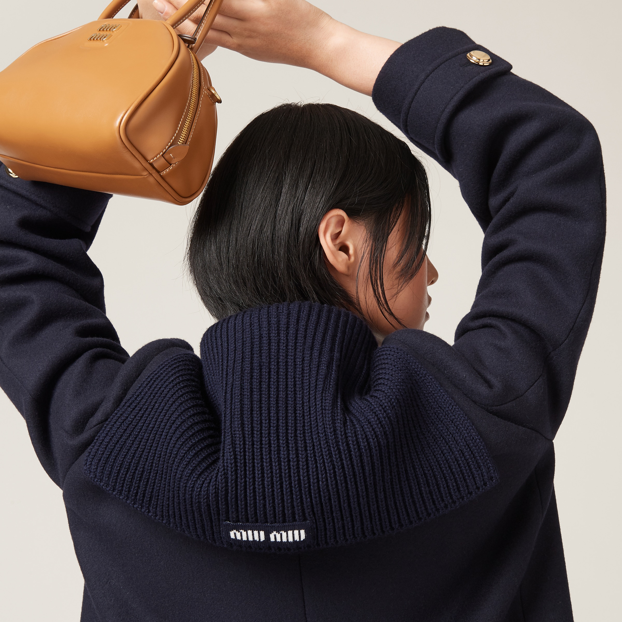 Miu Miu Cloth Pea Coat - Navy | Editorialist