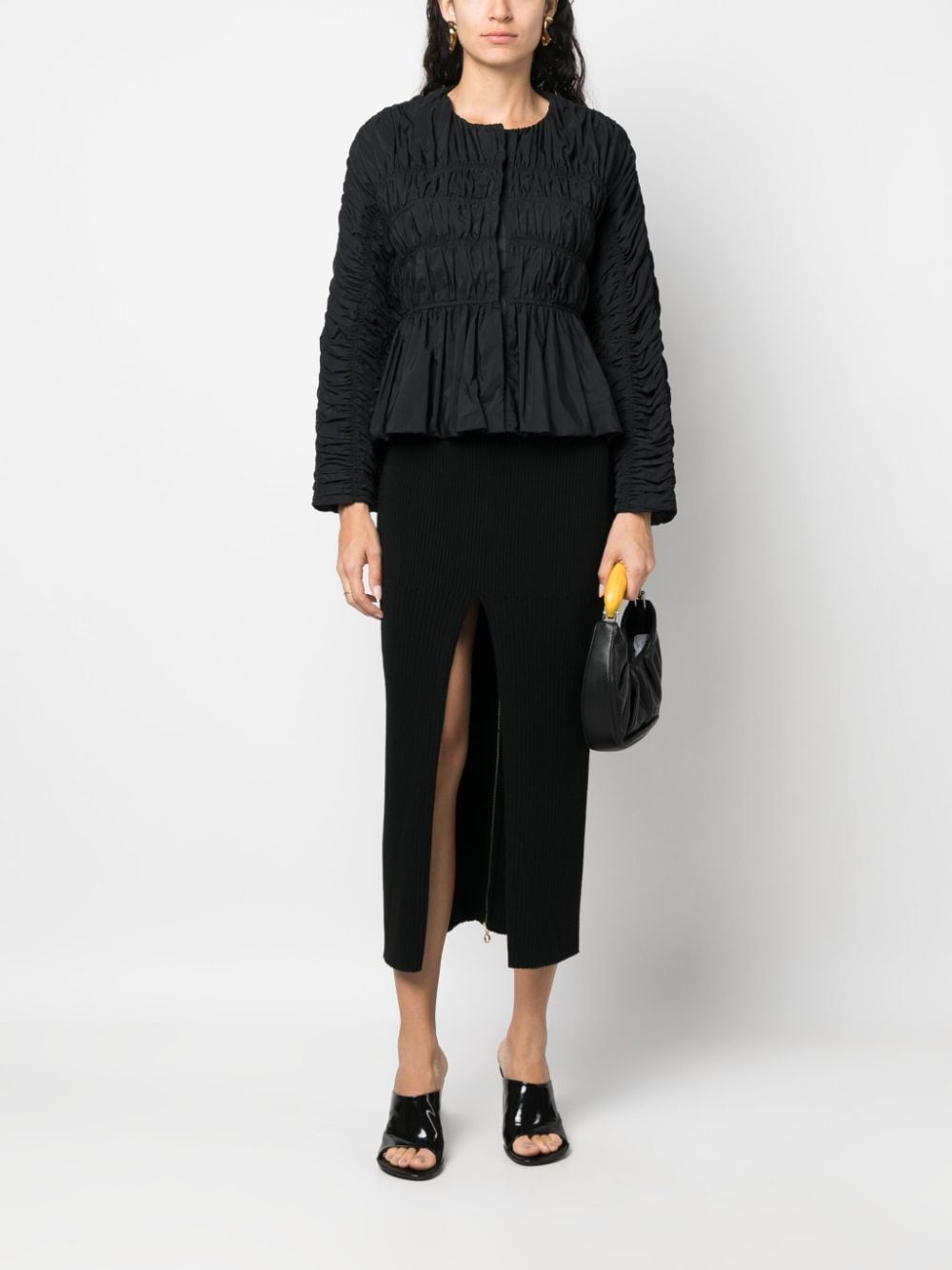 PATOU Patou Front-Slit Ribbed-Knit Midi Skirt