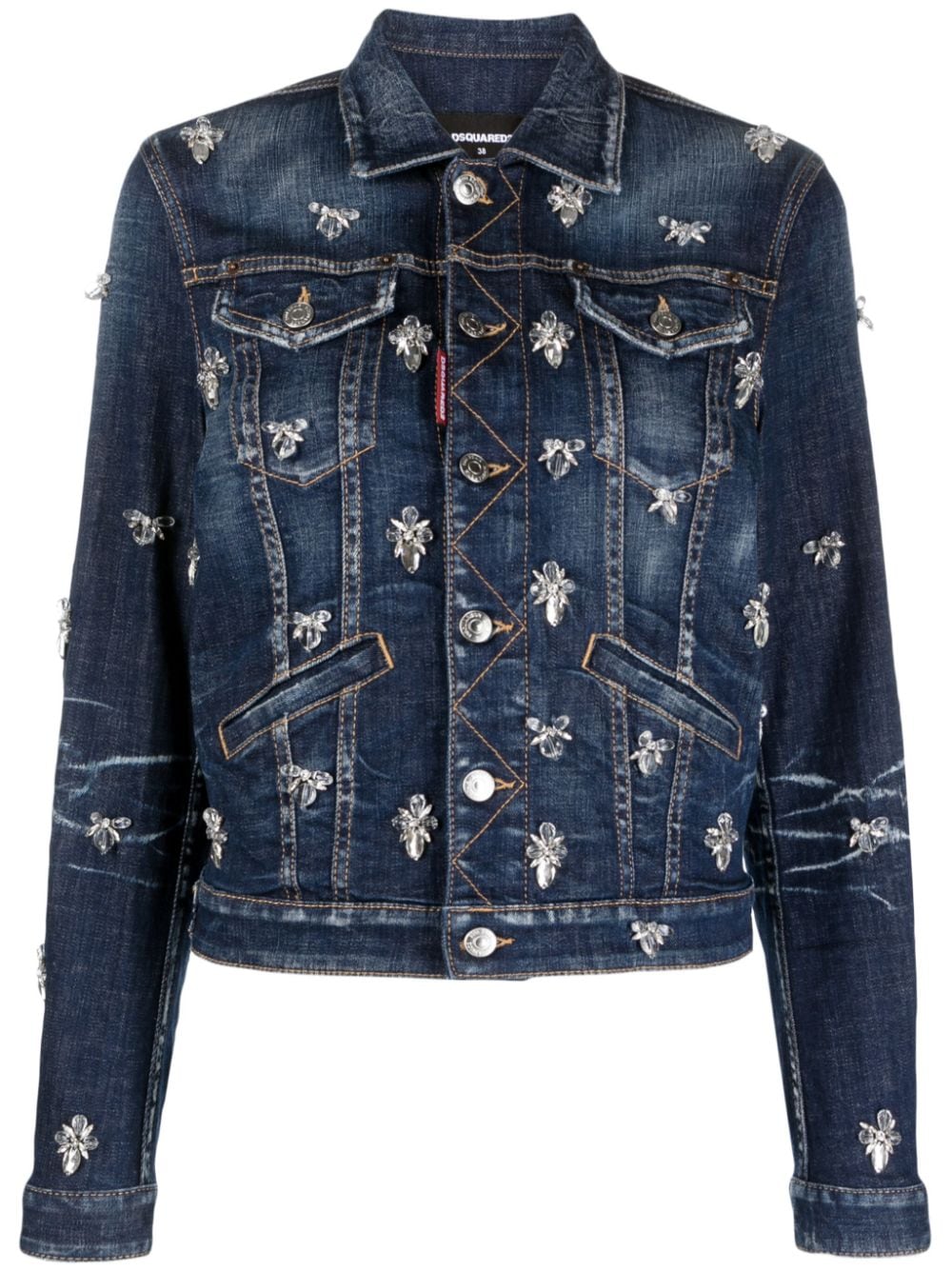 DSQUARED2 Dsquared2 crystal-embellished cropped denim jacket