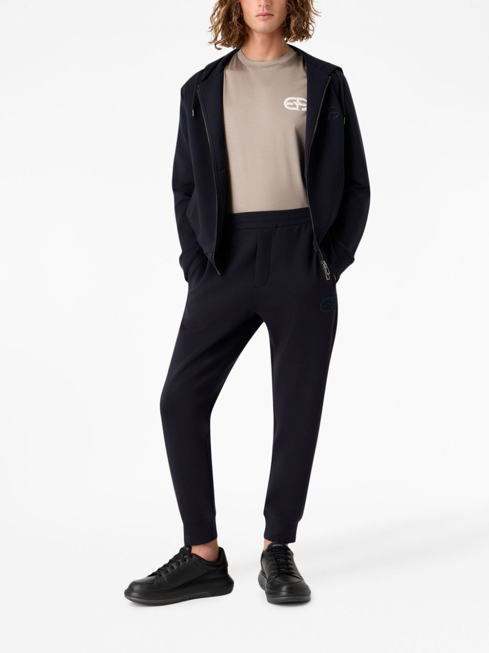 EMPORIO ARMANI logo-embroidered crew-neck t-shirt