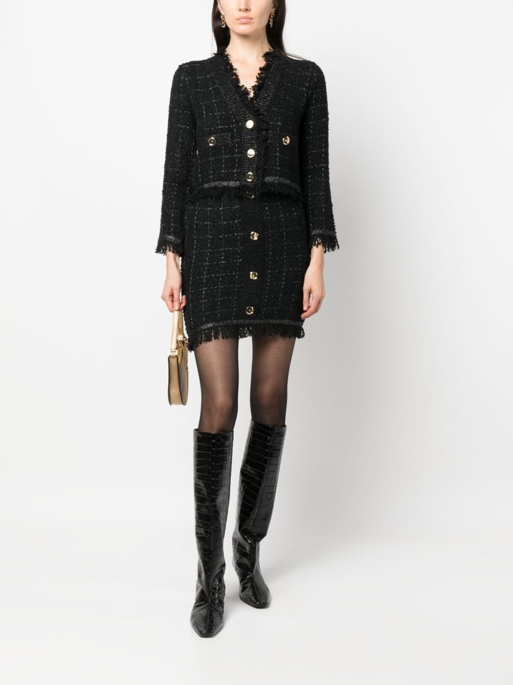 PINKO PINKO Girino Basket-Weave Fringed Miniskirt