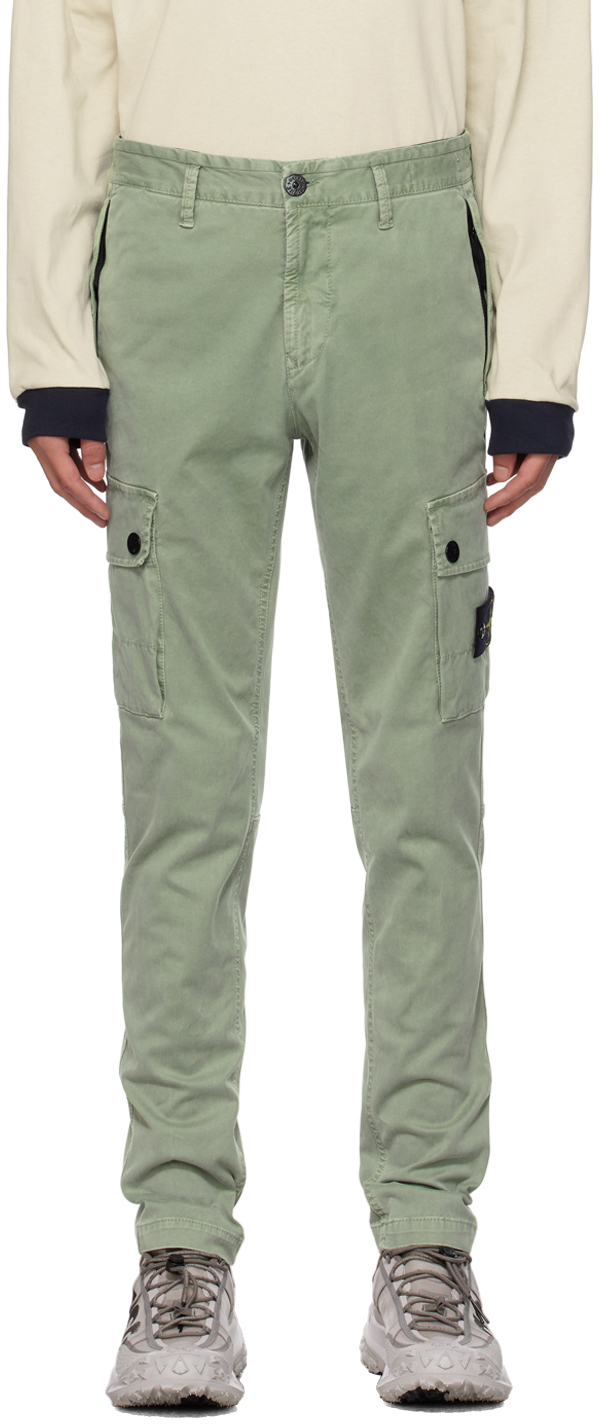 Stone Island Khaki Slim-Fit Cargo Pants In V0155 Sage 54% Off
