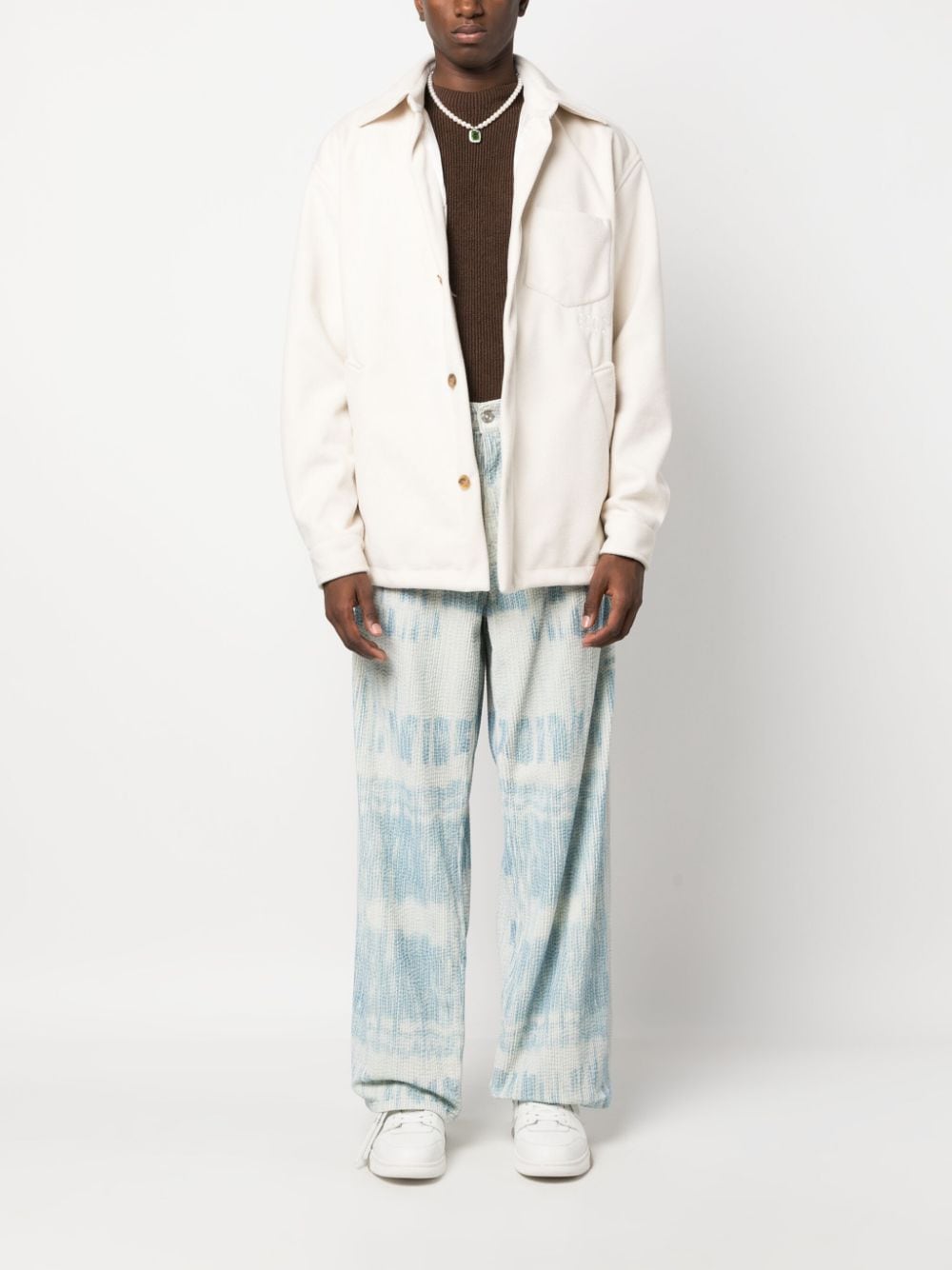 GCDS logo-embroidered overshirt