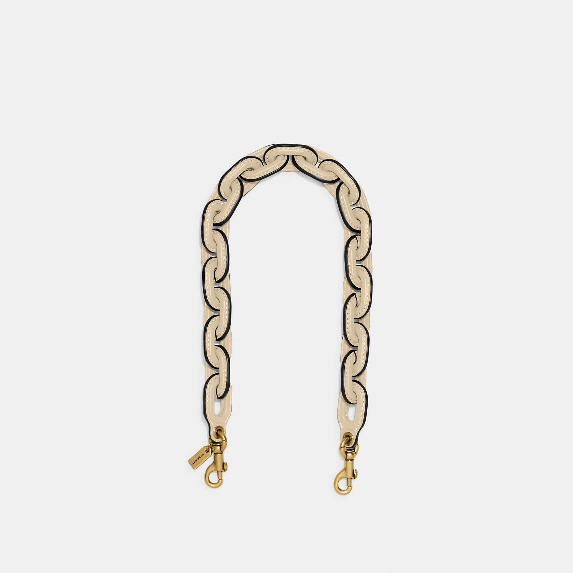 Coach Leather Covered Short Chain Strap - Pewter/Washed Chambray