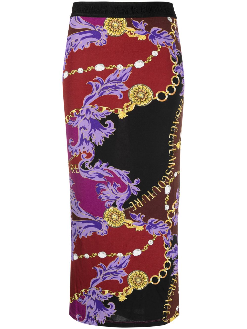 VERSACE Versace Jeans Couture Logo-Print Midi Skirt