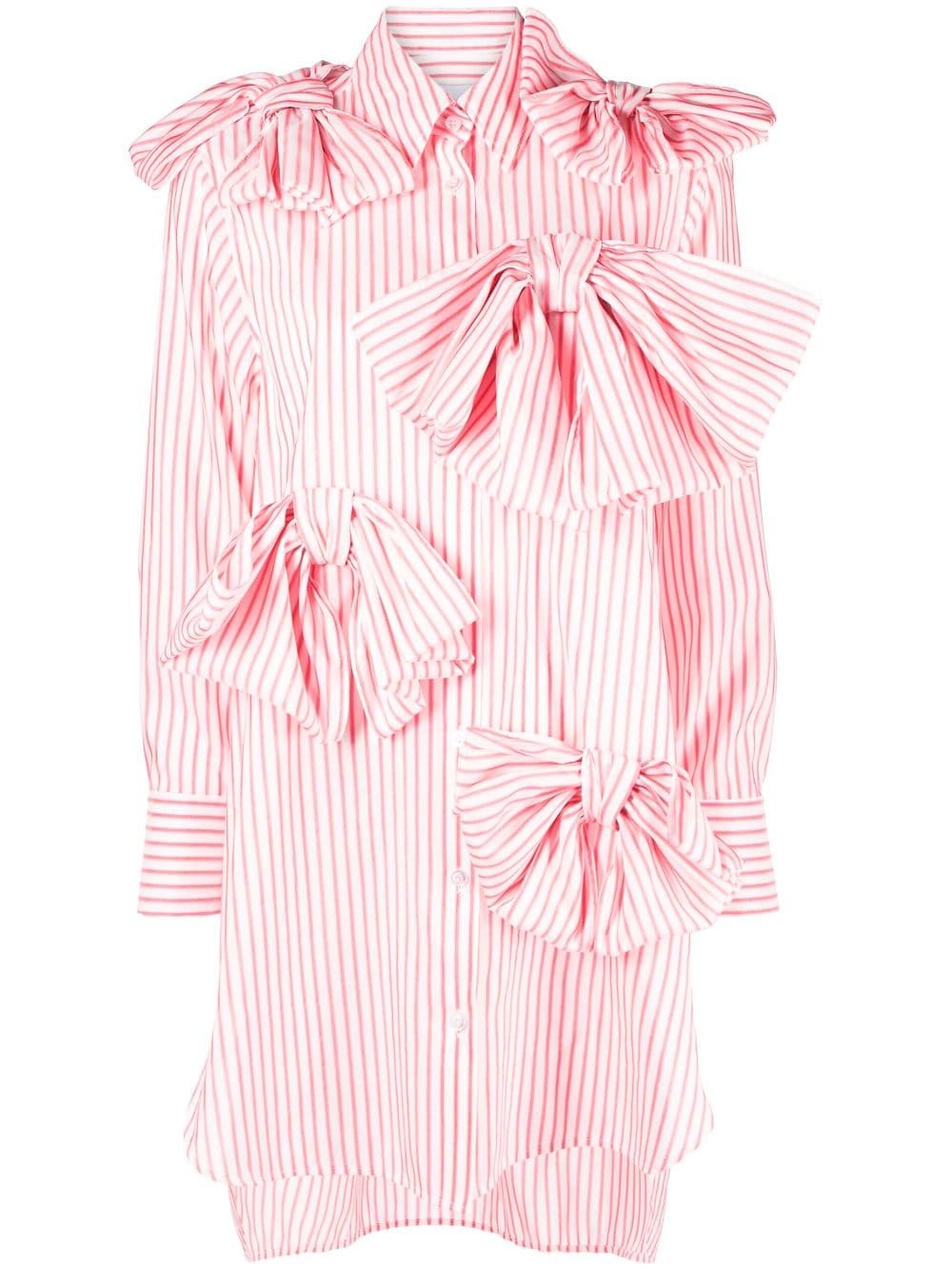 VIKTOR & ROLF Bow-Accented Striped Shirtdress
