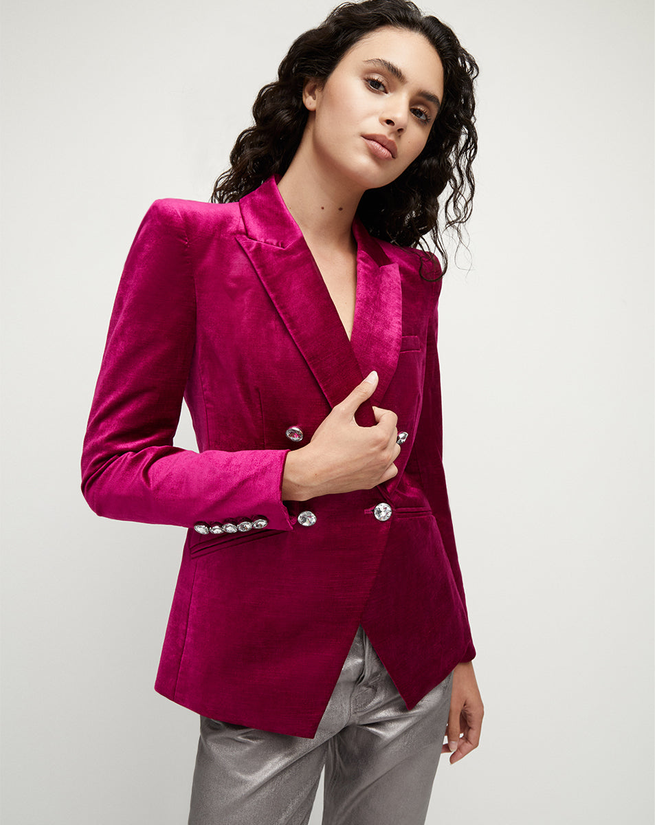 Veronica Beard Elam Velvet Dickey Jacket In Fuchsia 30% Off