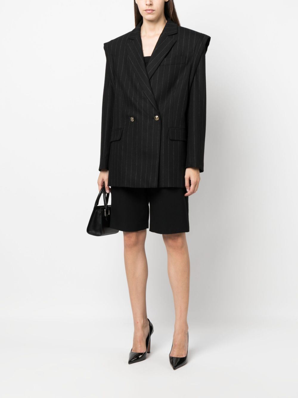 VERSACE Pinstriped Double-Breasted Blazer