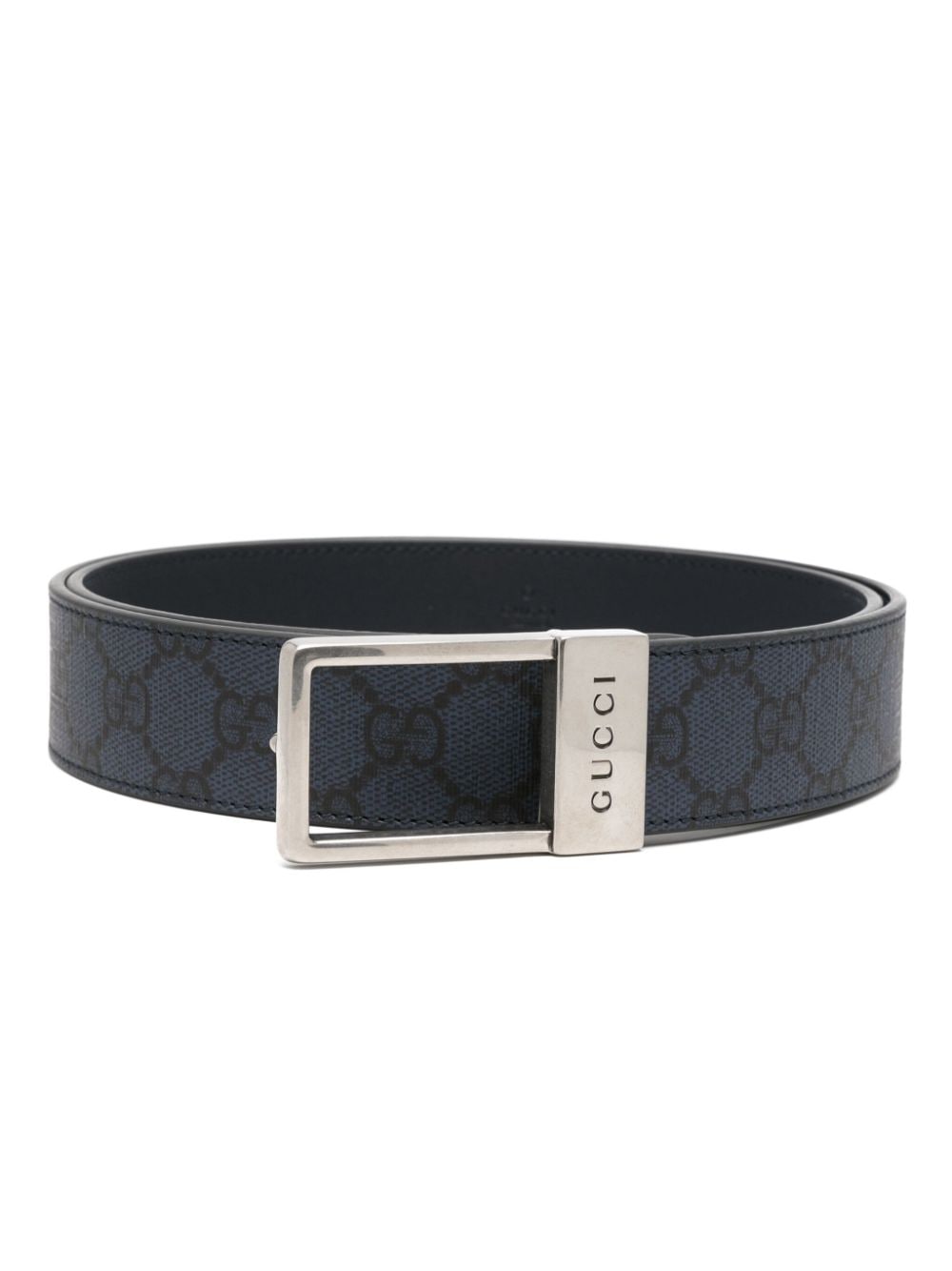 Gucci Gg Supreme-Canvas Leather Belt - Blue | Editorialist display picture 1