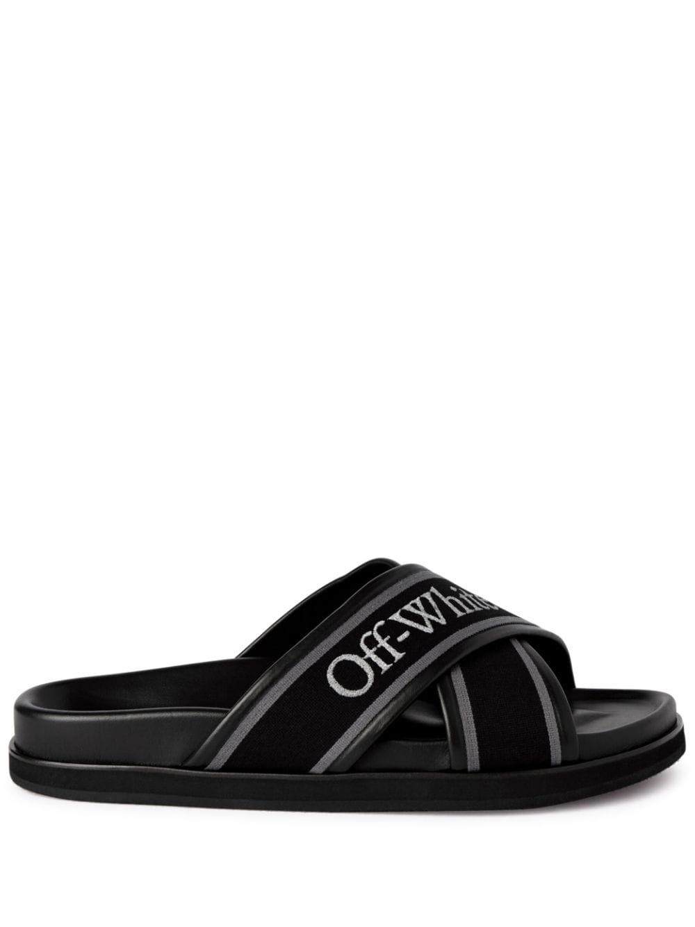 Off-White Logo-Strap Crossover Slides In Black - 60% Off  display picture 1